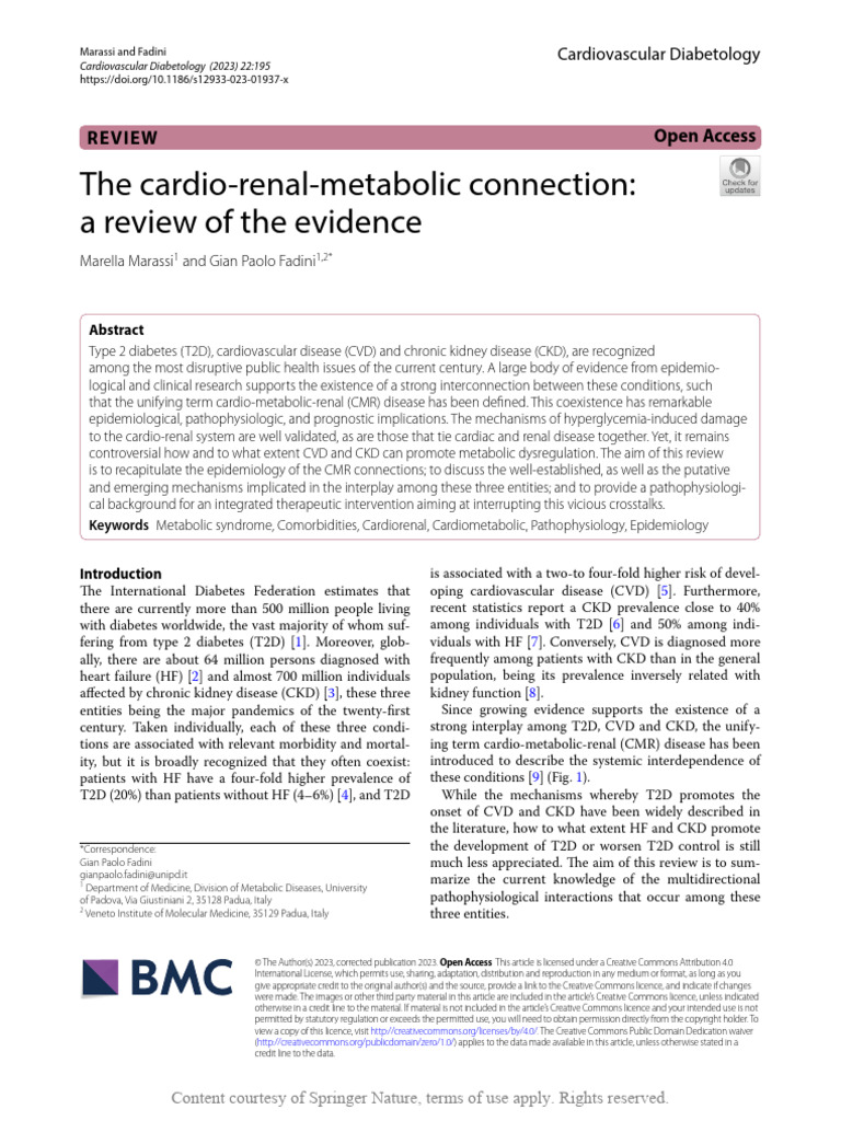 The Cardio-Renal-Metabolic | PDF | Chronic Kidney Disease | Insulin ...
