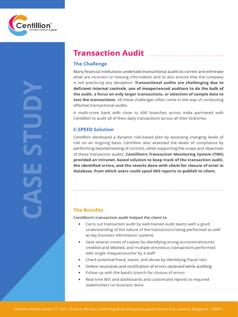 Transaction Audit Case Study-1 | PDF | Audit | Banks