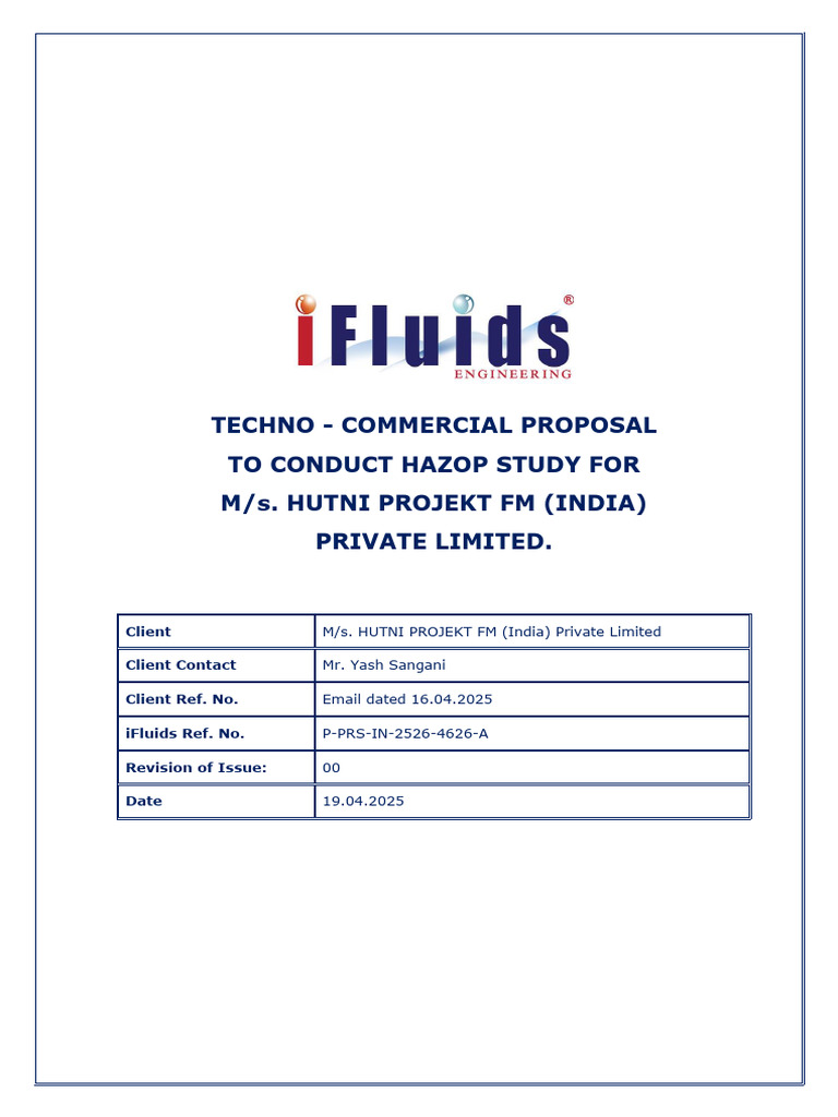 Techno - Commercial Proposal To Conduct Hazop Study For M/S. Hutni ...