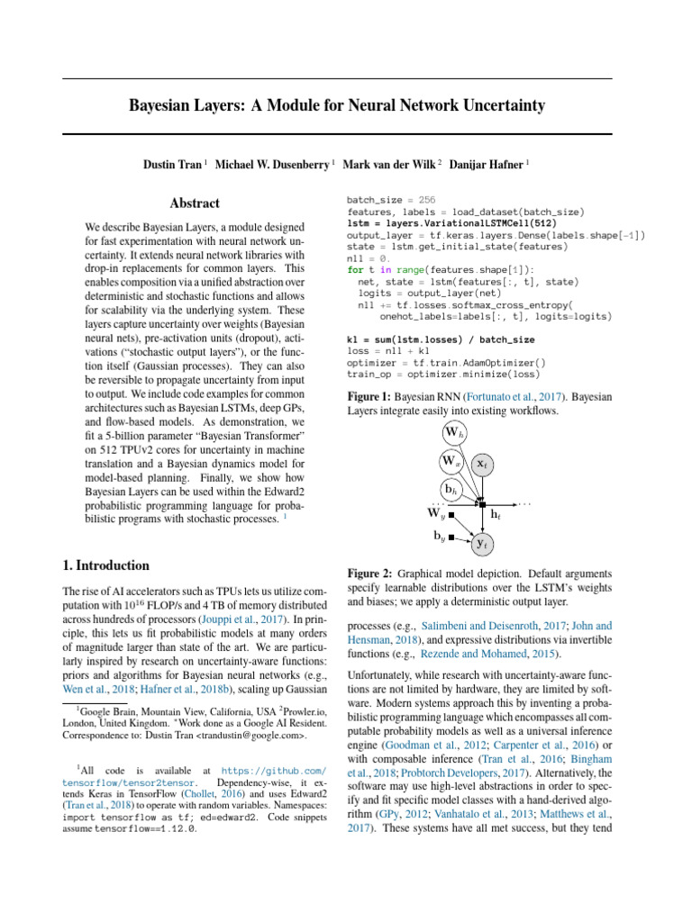 4 - Bayesian Layers A Module For Neural Network Uncertainty | PDF | Bayesian Network | Bayesian ...