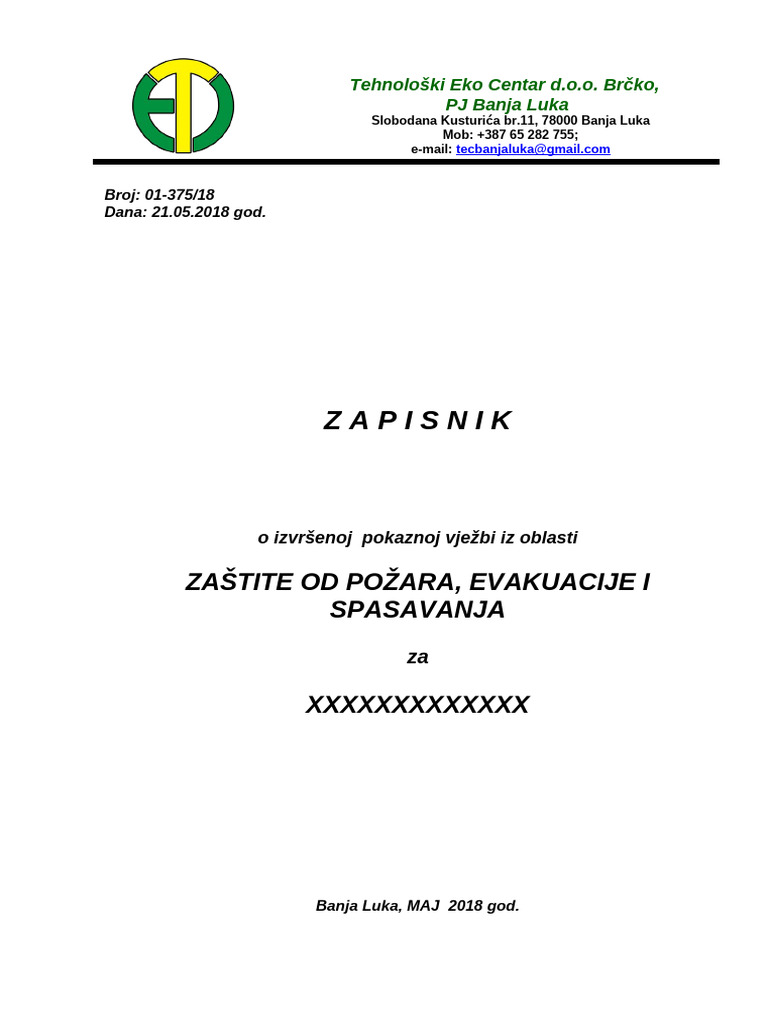 Pokazna Zop Evakuacije | PDF