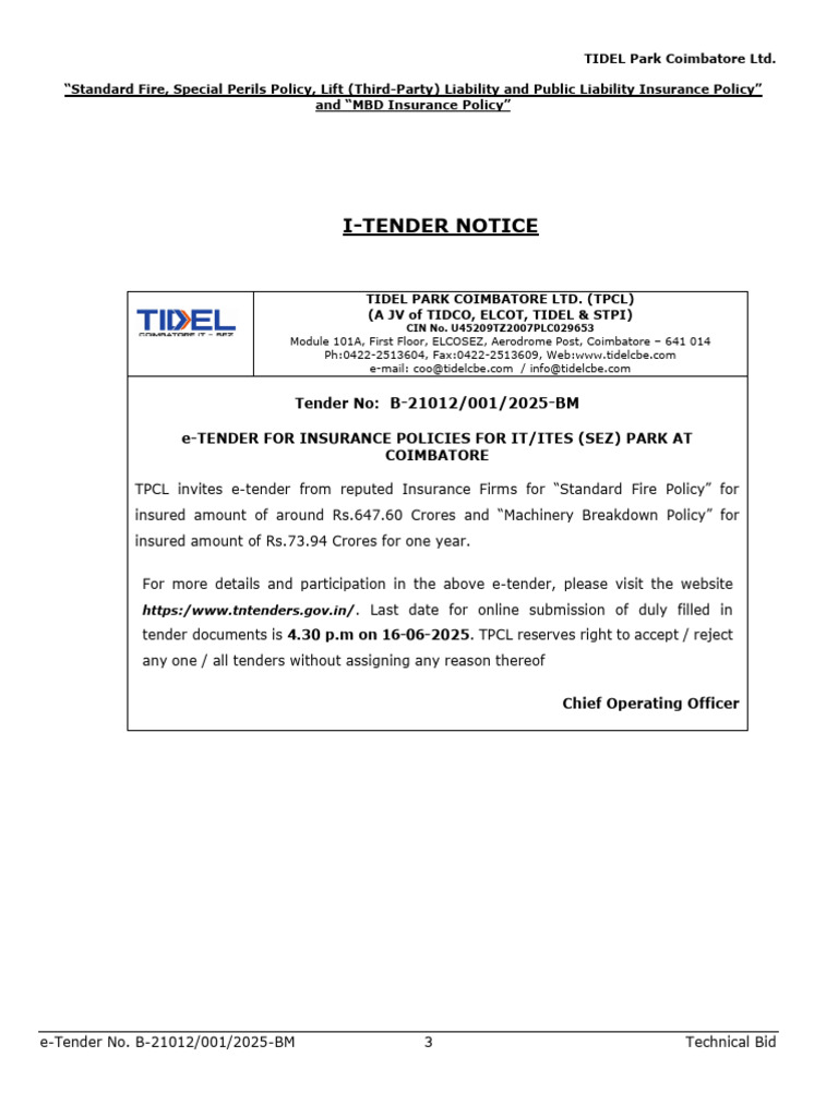 I-Tender Notice | PDF