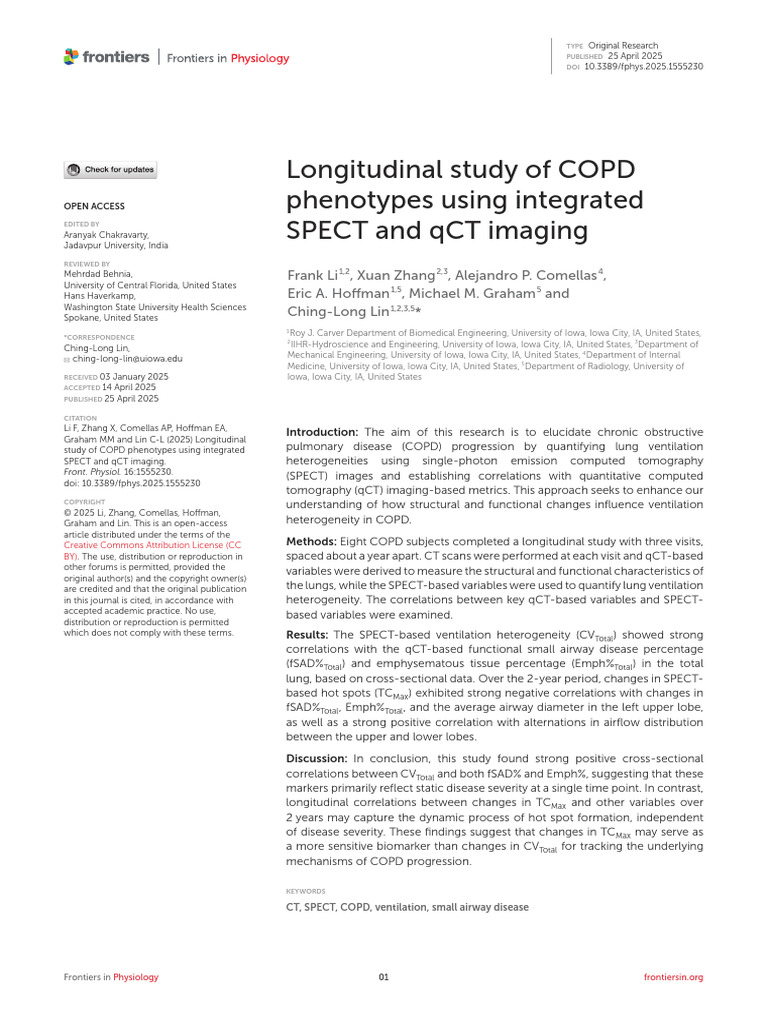 Longitudinal Study of COPD Phenotypes Using Integrated SPECT and QCT ...