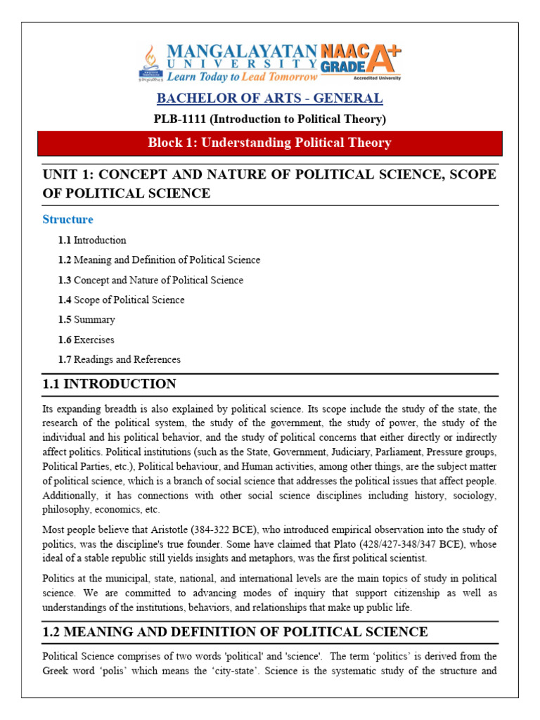 Unit 1 - Understanding Political Theory | PDF | Science | Government
