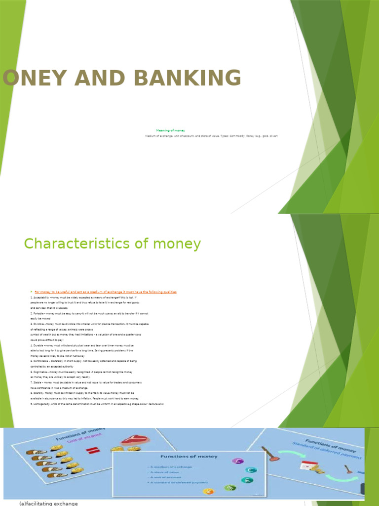 Money and Banking | PDF | Money | Medium Of Exchange