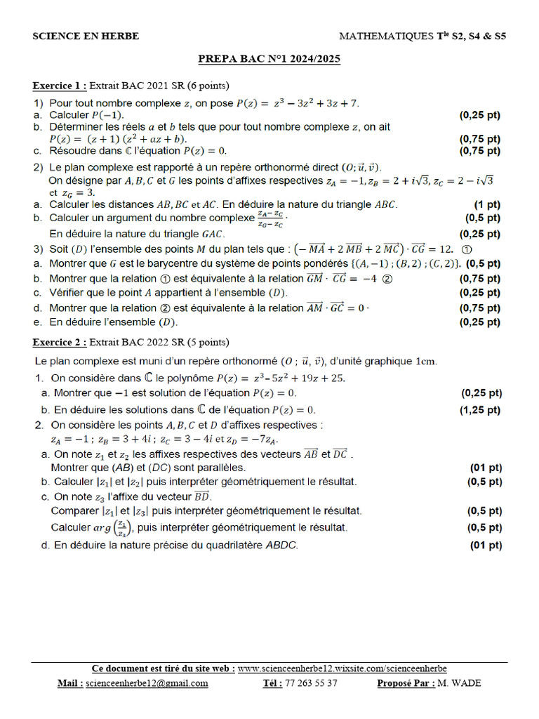 Prepa Bac N1 2025 TS2 | PDF