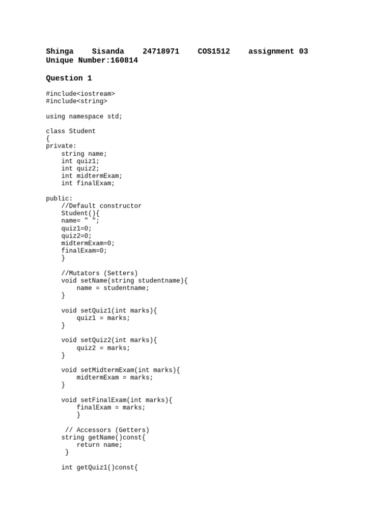 COS1512 Assignment03 | PDF | Control Flow | Method (Computer Programming)