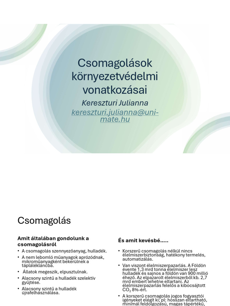 Csomagolás - Környezetvédelem | PDF