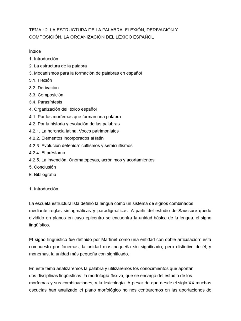 Estructura y formación de palabras en español | PDF | Palabra ...
