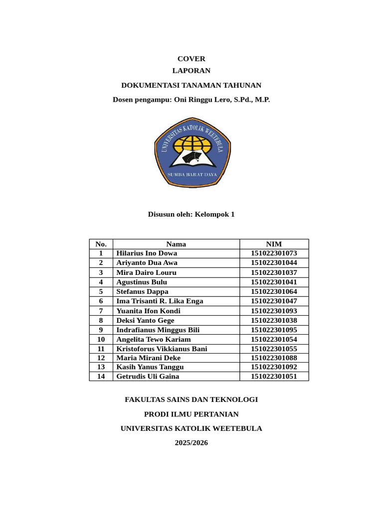 Laporan Praktikum Tanaman Tahunan HILARIUS INO DOWA | PDF