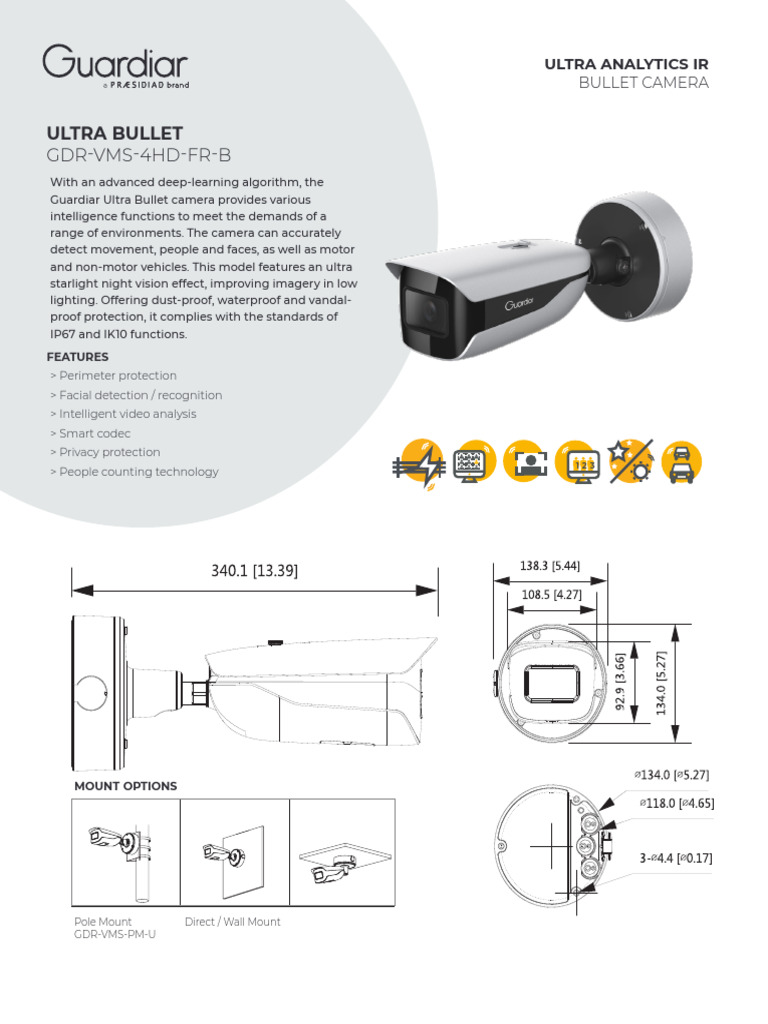 Guardiar Ultra Bullet Camera Features | PDF | Camera | Camera Lens