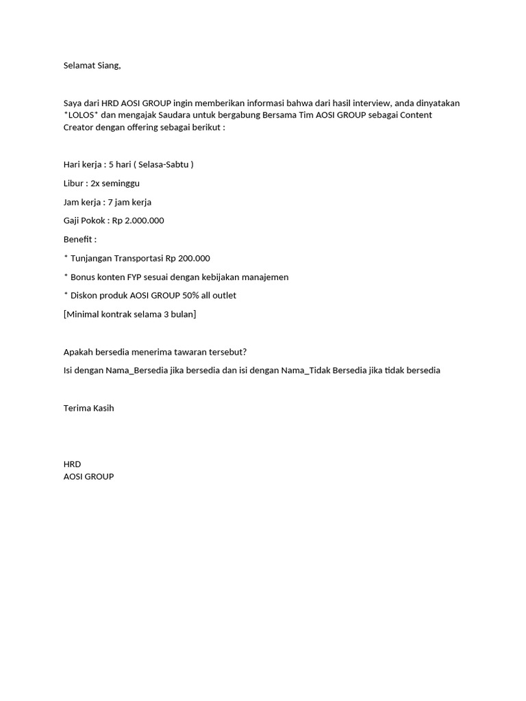 Offering Letter | PDF