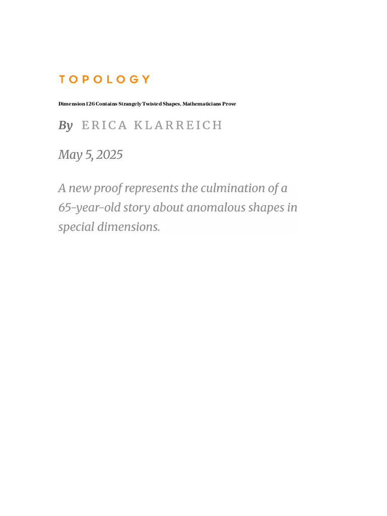 Dimension 126 Contains Strangely Twiste.. | PDF