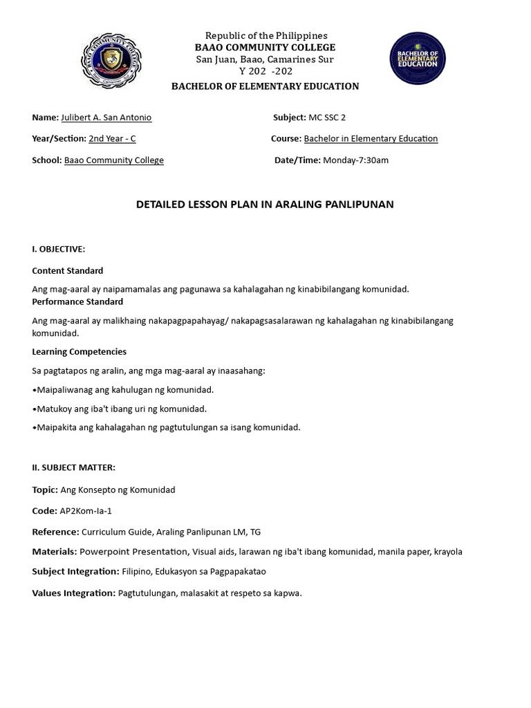 Detailed Lesson Plan in Araling Panlipunan | PDF