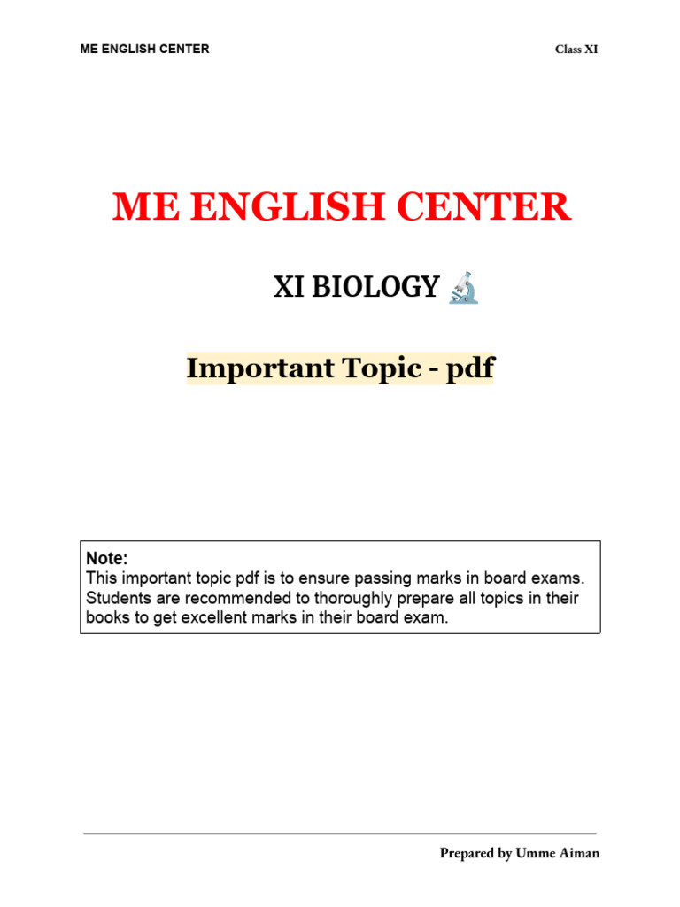 Class 11 Biology Important Topics PDF | PDF | Bacteria | Cell (Biology)