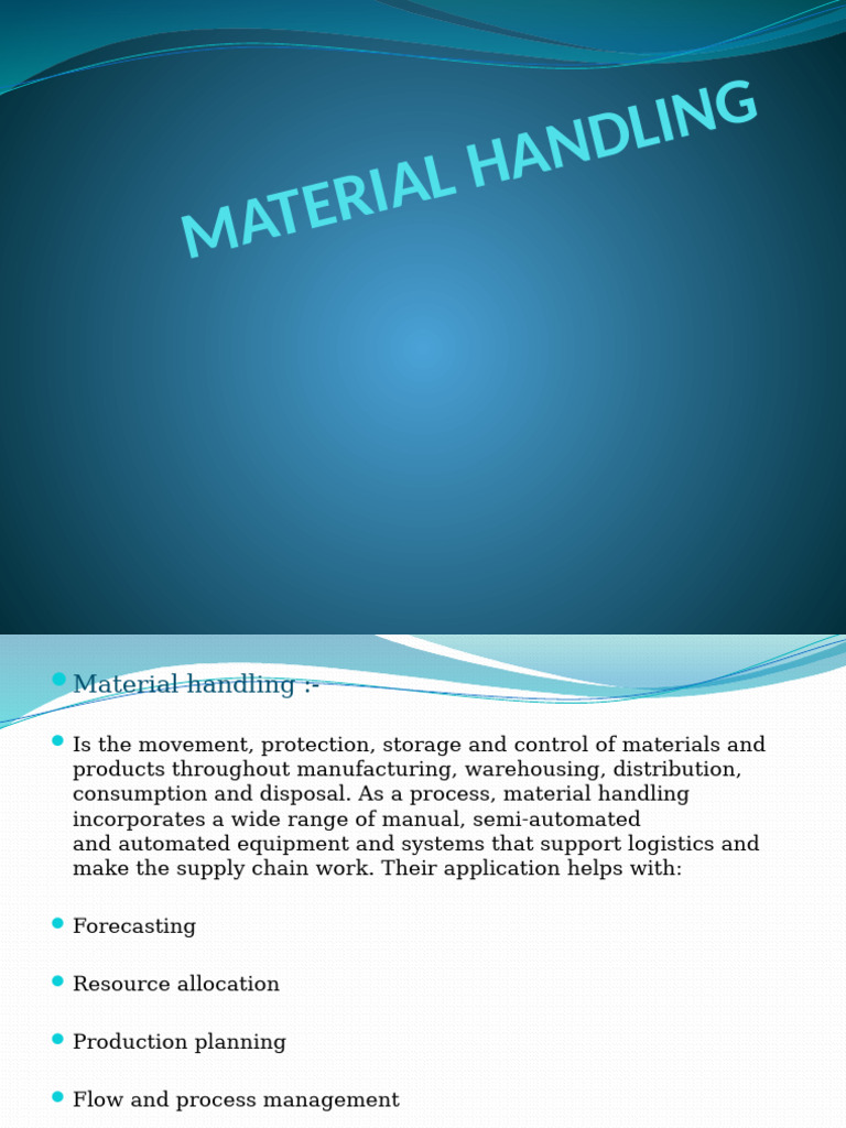 Material Handling | PDF | Waste | Warehouse