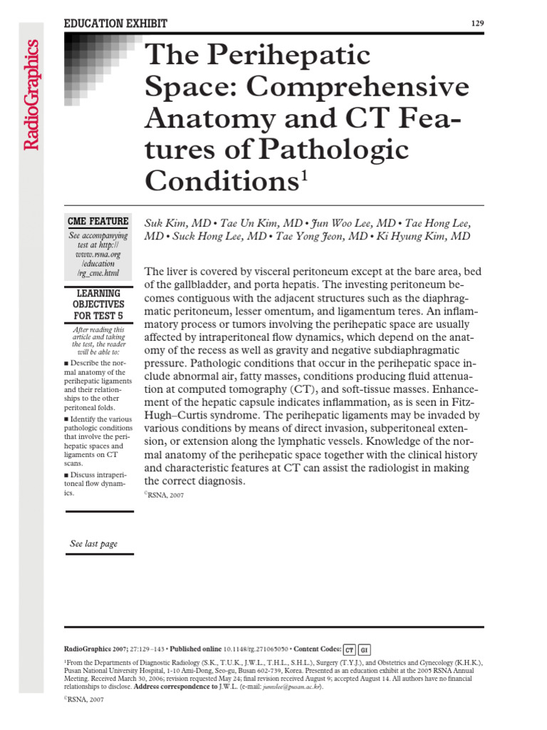 Perihepatic Space: Anatomy & CT Insights | PDF | Peritoneum | Liver