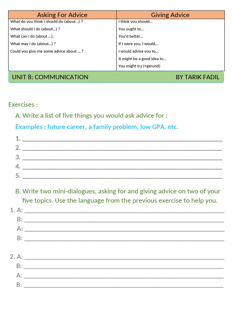 Asking For Advice | PDF