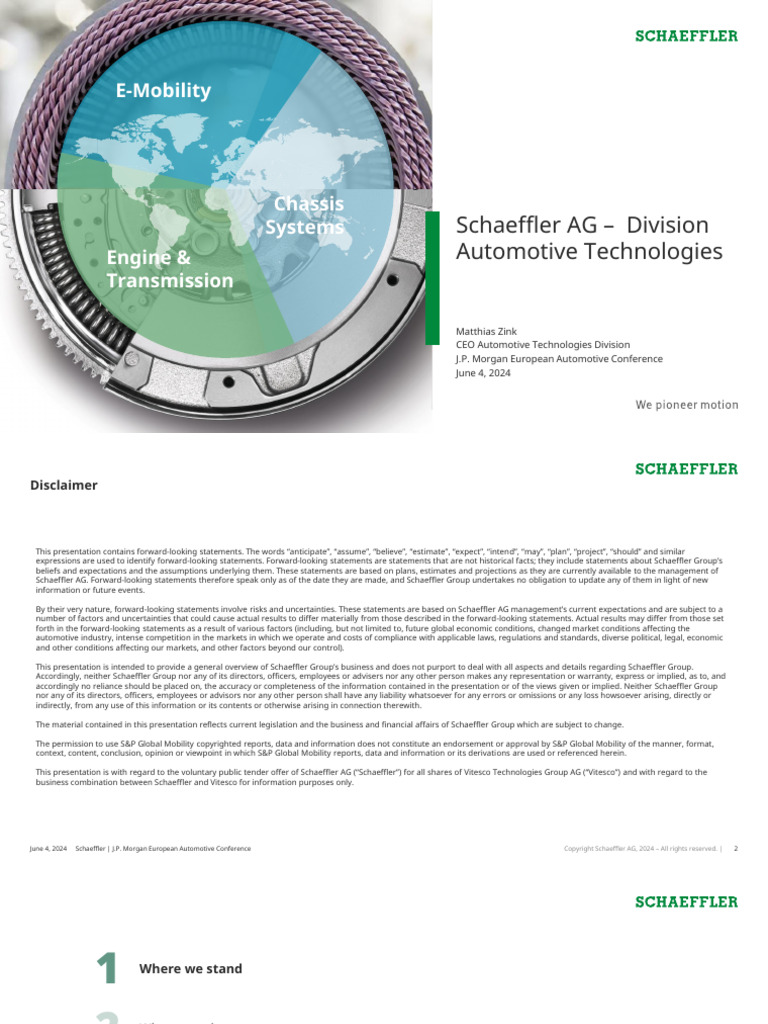 Schaeffler's Automotive Division Update | PDF | Information | Steering