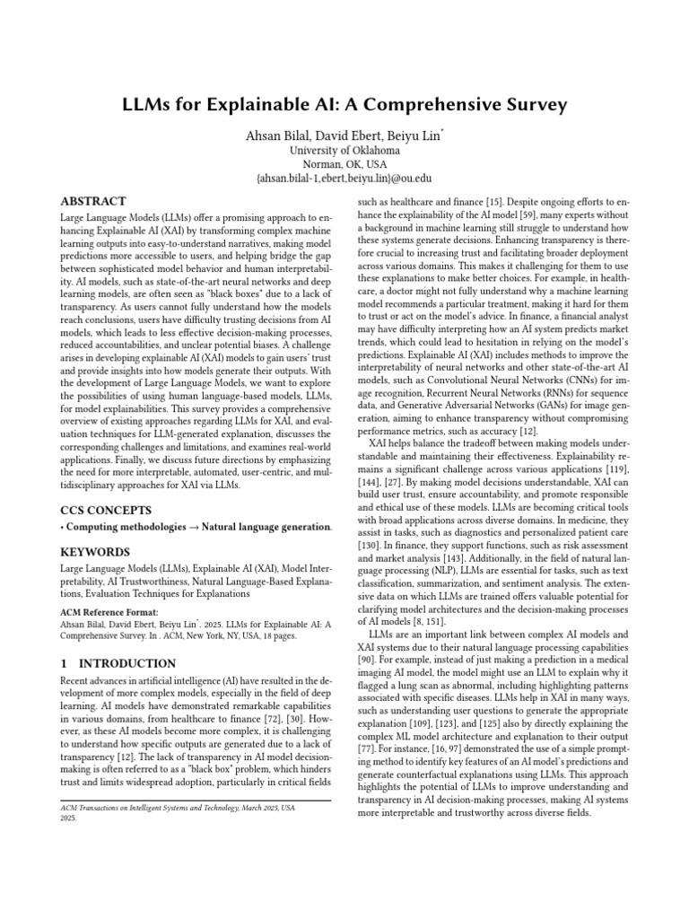LLMs For Explainable AI: A Comprehensive Survey (Arxiv, 2025) | PDF | Artificial Intelligence ...