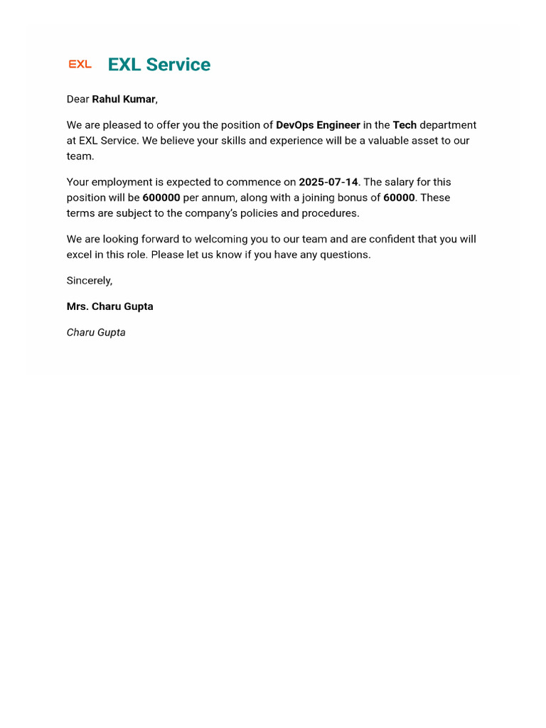 Offerletter | PDF