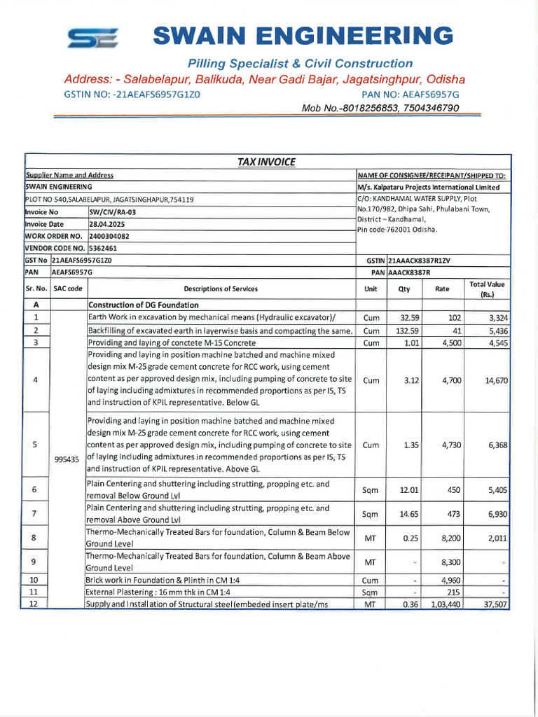 Tax Invoice DG Foundation | PDF