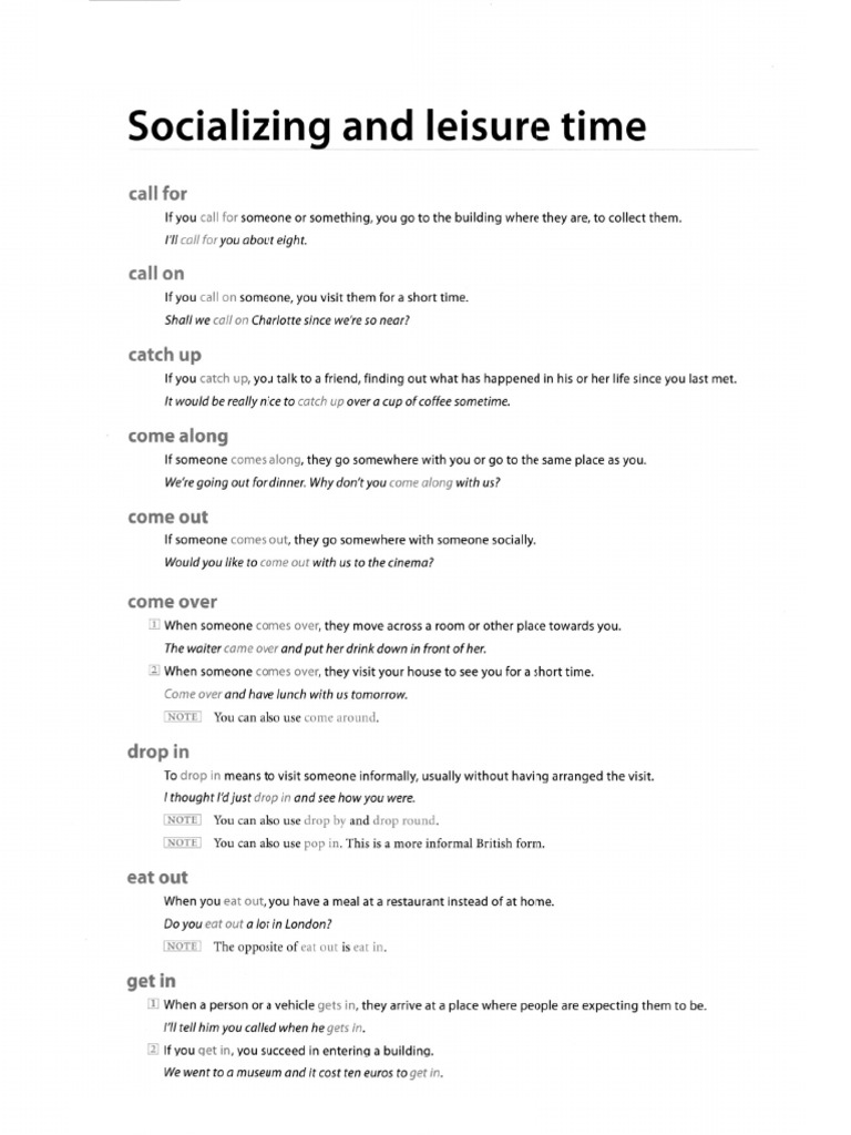 8I - Phrasal Verbs (Leisure Time) | PDF