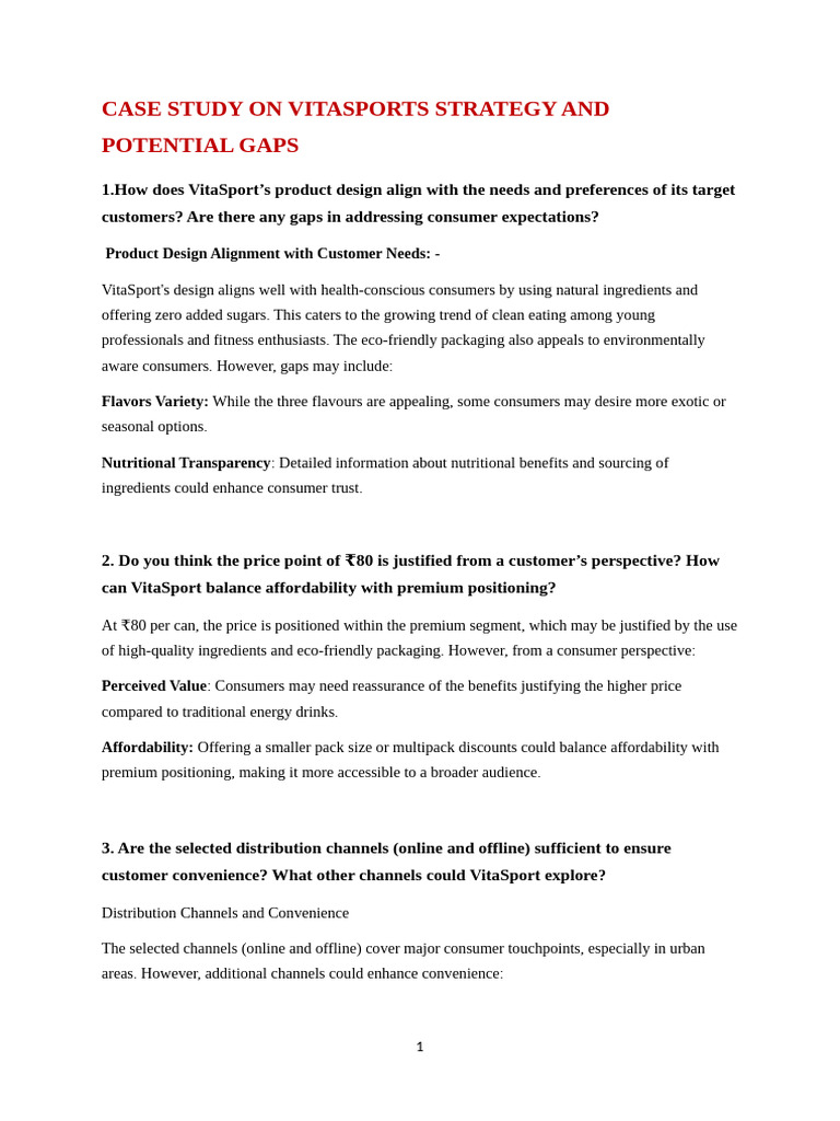 VitaSport Strategy Case Study Analysis | PDF | Employee Retention ...