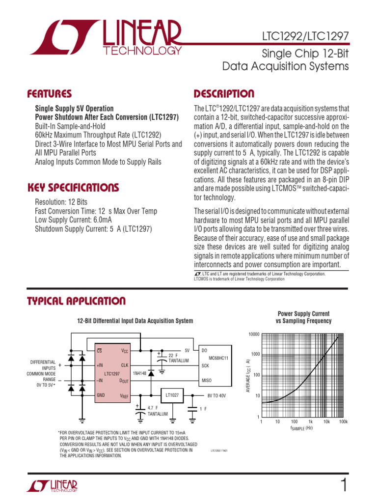 LTC - (LTC1292 - LTC1297 - Single Chip 12 Bit Data Acquisition Systems ...