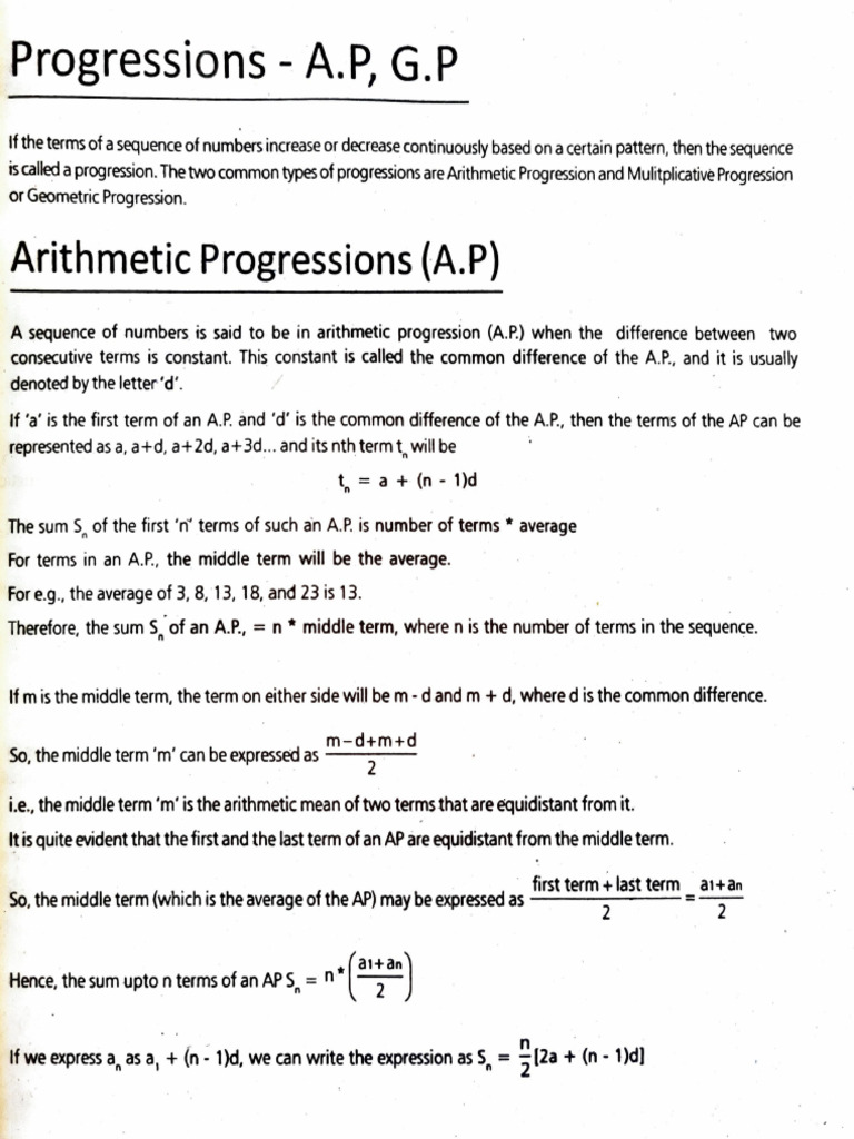 Arithmetic Progression & Geometric Progression | PDF
