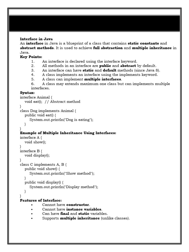 Note On Iterface Sts - 102443 | PDF | Class (Computer Programming ...