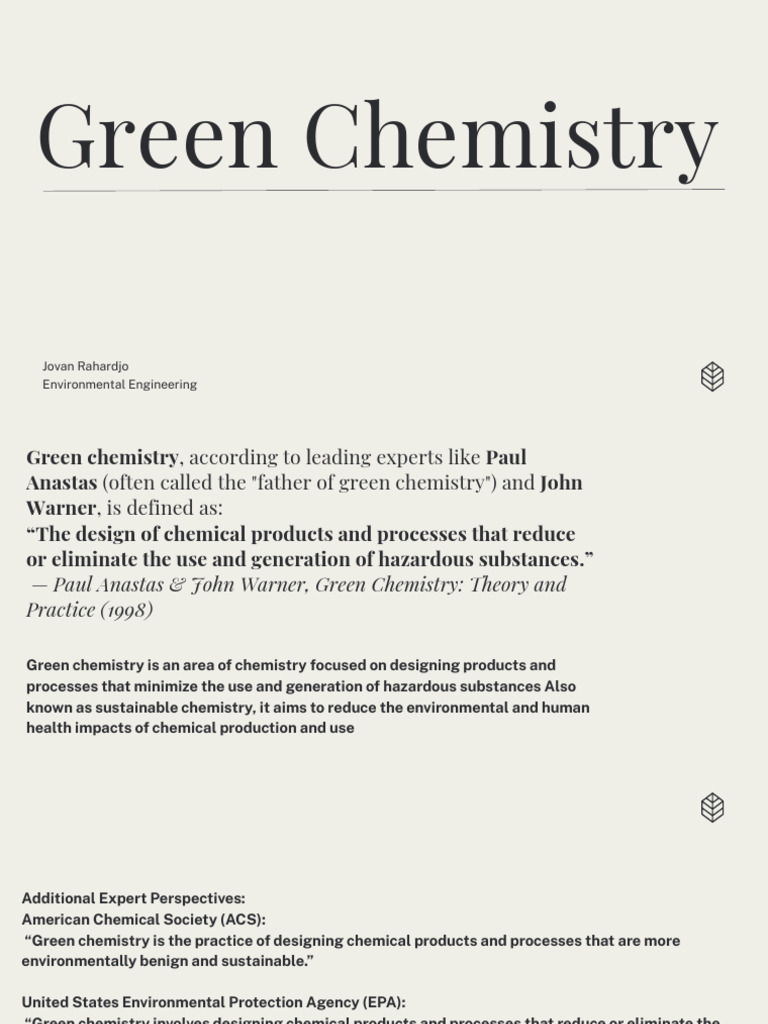 An Introduction To Green Chemistry | PDF | Green Chemistry | Chemistry