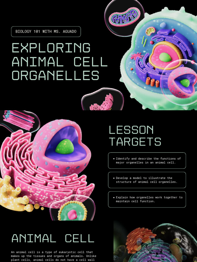 Animal Cell Organelles NGSS Educational Presentation in Black and Green ...