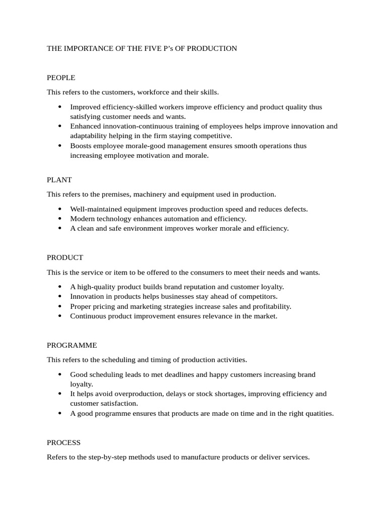 The Importance of The Five P | PDF