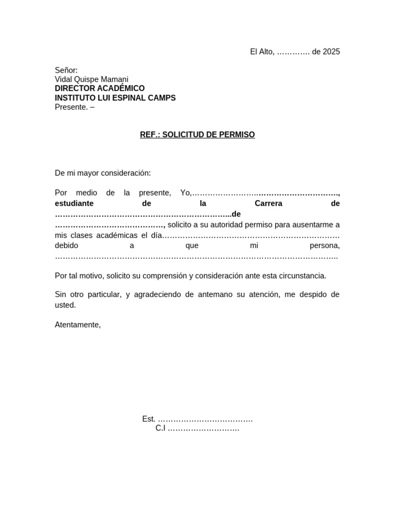 Cartas de Permiso Imprimir | PDF