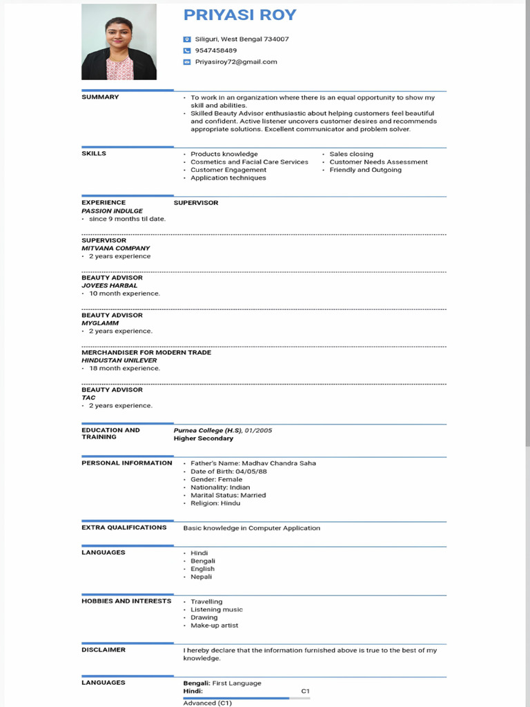 Priyasiroy CV | PDF