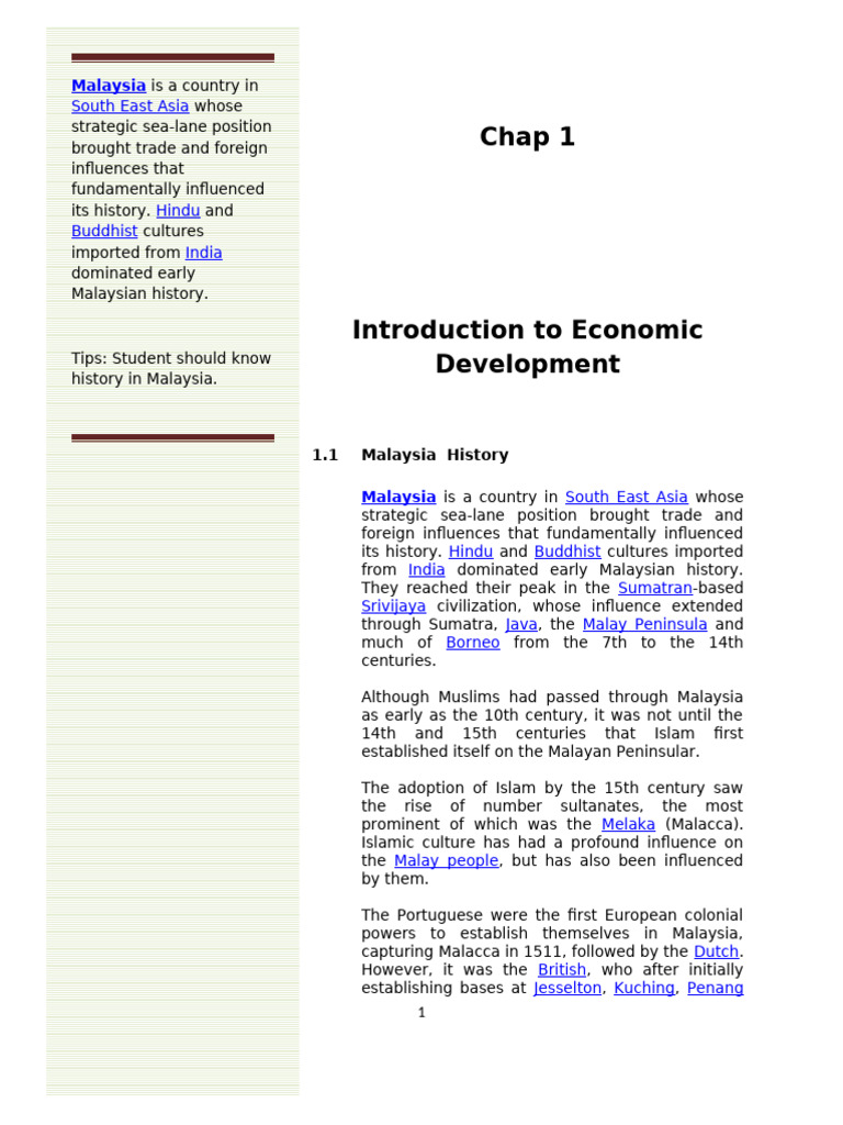 Chap 1 Introduction of Economic Growth and Development | PDF | Malaysia ...