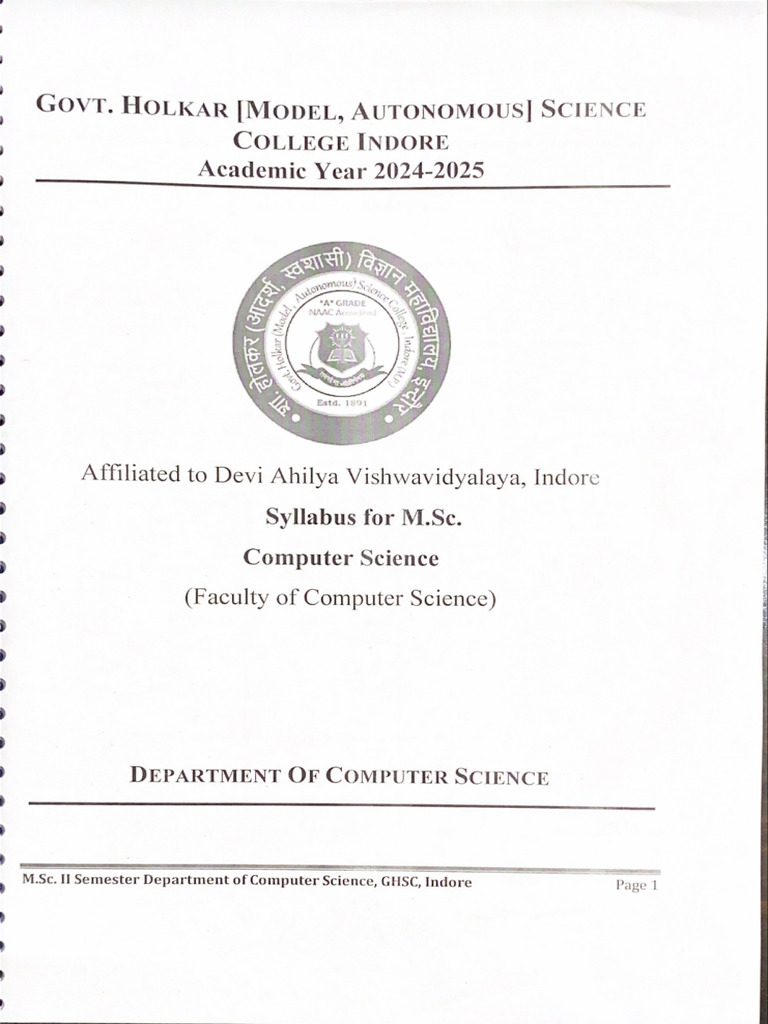 MSC II Sem Syllabus Combined Computer Science 2024-2025 | PDF