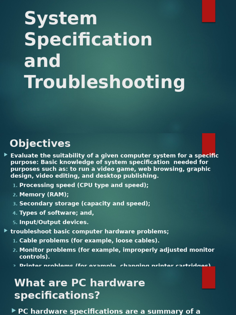SO 9 and 10 System Specification and Troubleshooting | PDF | Personal Computers | Computer Data ...
