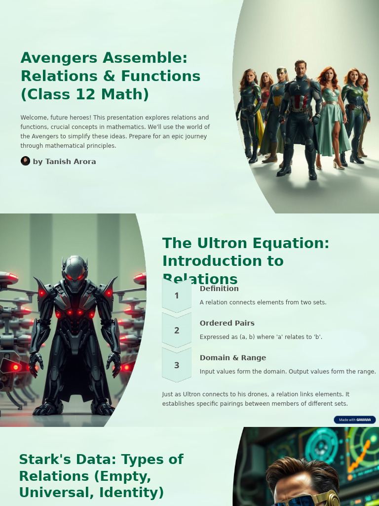 Avengers Assemble Relations and Functions Class 12 Math | PDF ...