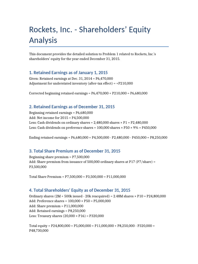 Rockets Inc Equity Analysis | PDF