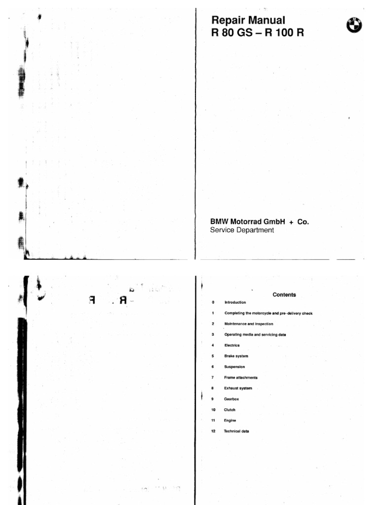 BMW Repair Manual r80Gs r100R | PDF
