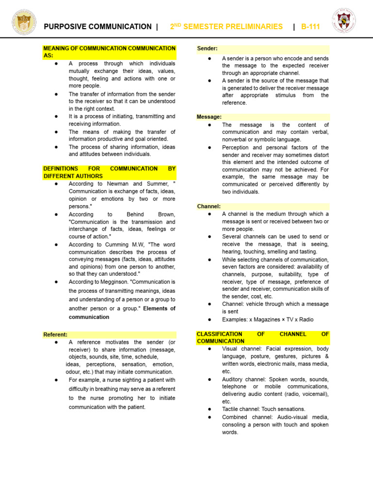 Purposive Communication Reviewer | PDF | Communication | Human Communication