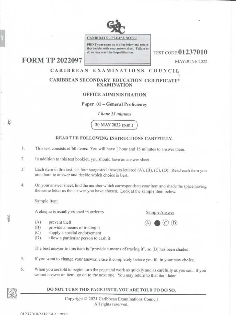 May 2022 OA P1 ANS | PDF