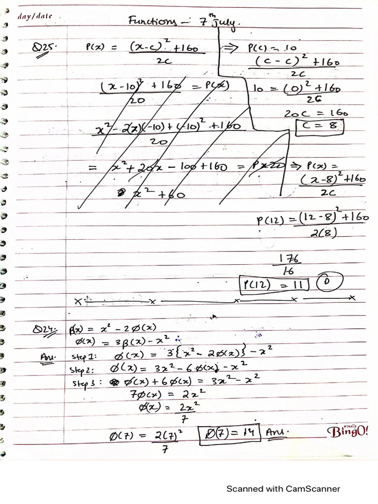 7th July - Functions & General Word Prob | PDF