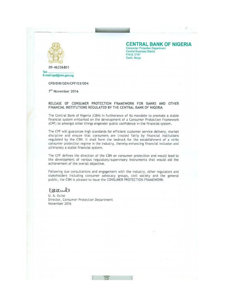 Consumer Protection Framework (Final) | PDF | Consumer Protection | Banks