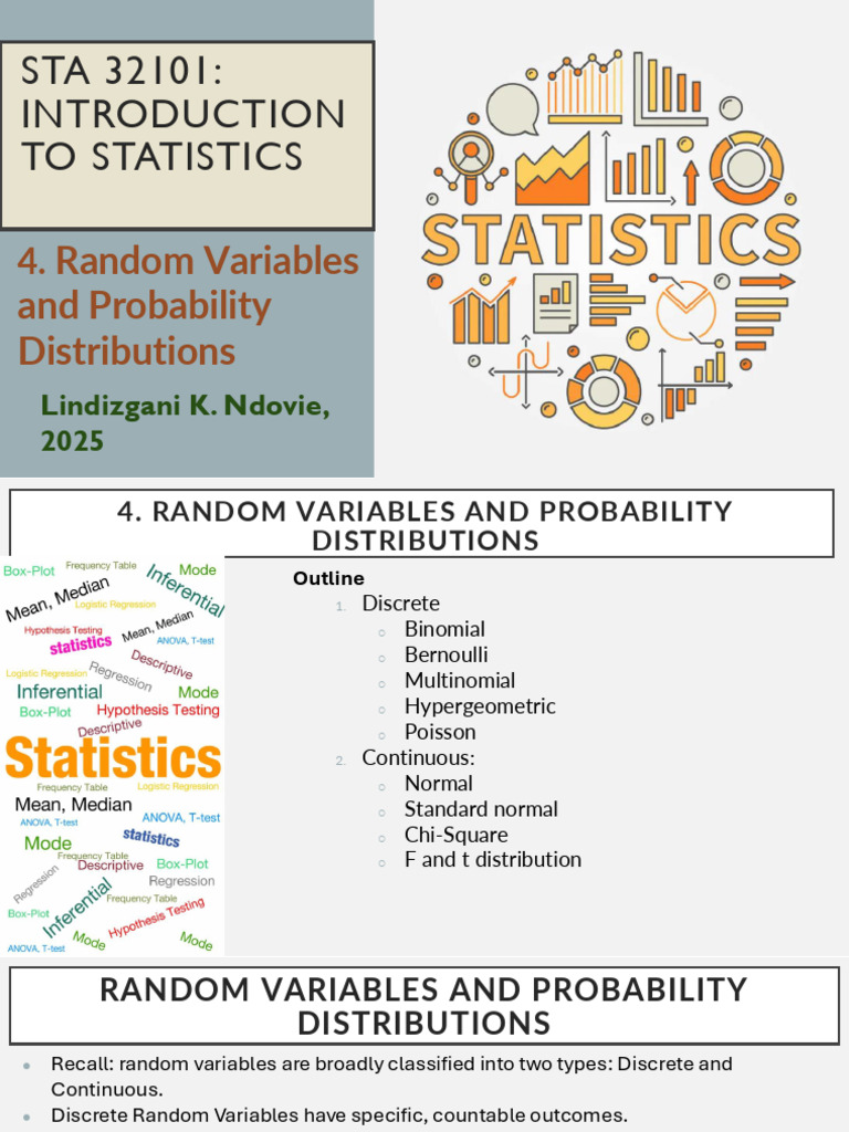 Lecture 4 STA32101 Intro To Statistics Random Variables P2 | PDF | Probability Distribution ...