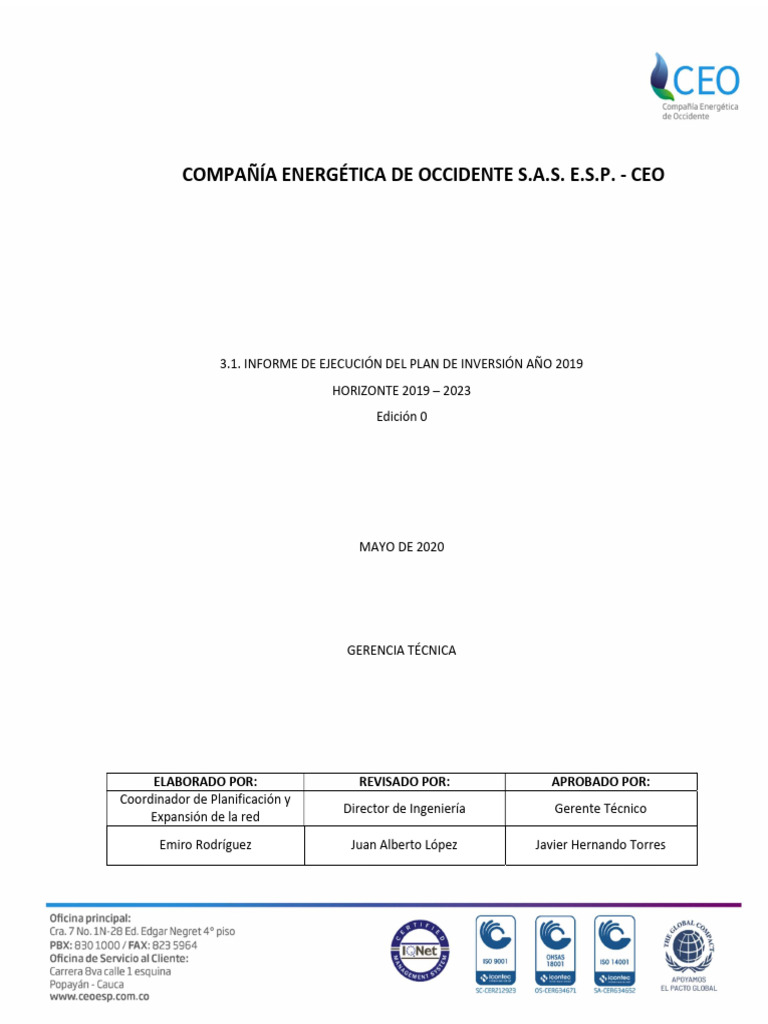 Informe de Inversión 2019-2023 Energía | PDF | Ingenieria Eléctrica ...