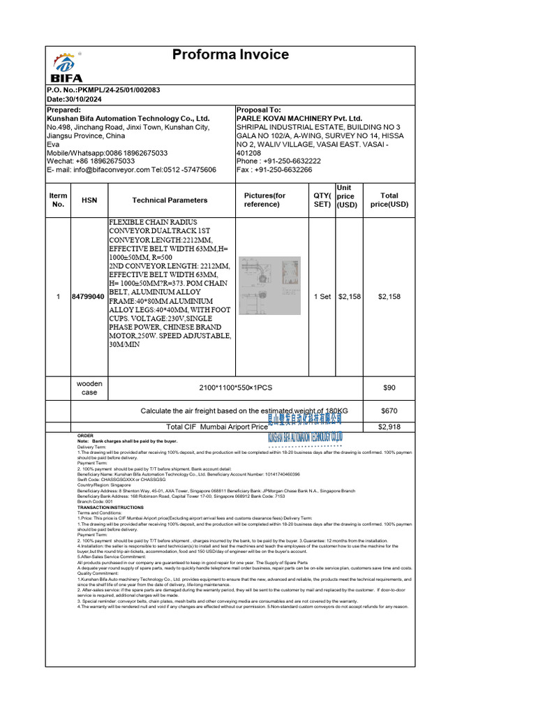 Bifa Conveyor Returnable Challan | PDF | Banks | Payments