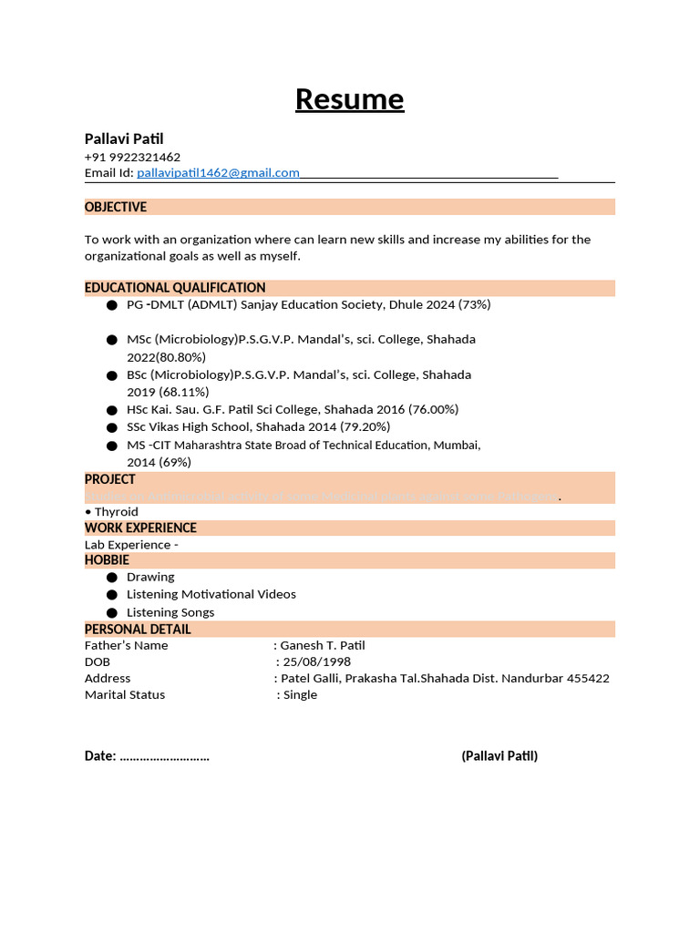Pallavi Patil Resume New 1 | PDF